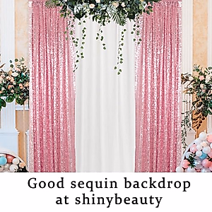ShinyBeauty Backdrop Curtain Rose Pink Sequin Backdrop Curtain 4x8ft Shimmer Backdrop Curtain 2 Panels Seamless Photography Background Halloween Decoration