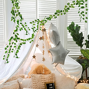 CQURE 14 Pack 98Ft Artificial Ivy Garland, Fake Vines UV Resistant Greenery Leaves Fake Plants Hanging Aesthetic Vines for Home Bedroom Party Garden Wall Room Decor