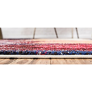 Unique Loom Estrella Collection Abstract, Rustic, Modern, Gradient, Distressed Area Rug, 5' 1" x 8' 0", Pink/Navy Blue