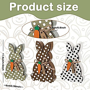 3 Pcs Easter Bunny Decor Spring Decor Farmhouse Sign Rustic Tiered Tray Decorations Bunny Spice Table Centerpieces Standing Wooden Rabbits Block Sign for Easter Kitchen