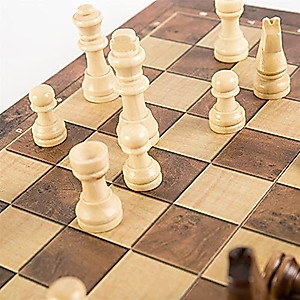 Icegrey Folding Wooden Chess Board Traditional Games Portable Storage International Chess Set for Kids and Adult School Outdoor Travel 24x24cm(9.4''x9.4'')