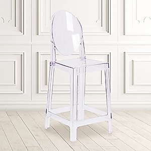 Flash Furniture Ghost Counter Stool with Oval Back in Transparent Crystal