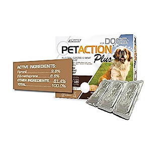 Pet Action Plus Flea & Tick Treatment for XL Dogs, 89-132 lbs, 3 Month Supply