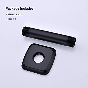Black Shower Arm with Flange 4 Inches Stainless Steel Ceiling Mounted Extender Arm for Rainfall Shower Head, Matte Black