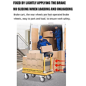 Generic Rolling Flatbed Cart Dolly Folding Platform Trolley Heavy Duty Hand Sack Truck Transport Truck for Loading and Storage,Hold Up to 330 Lbs (Green)