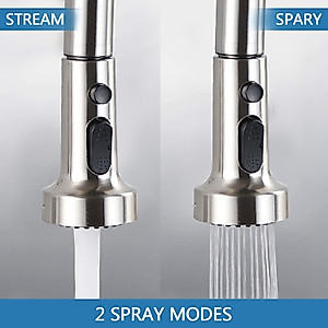 Stainless Steel Pull Down Kitchen Faucet with Sprayer Silver Brushed, Nickel Finish