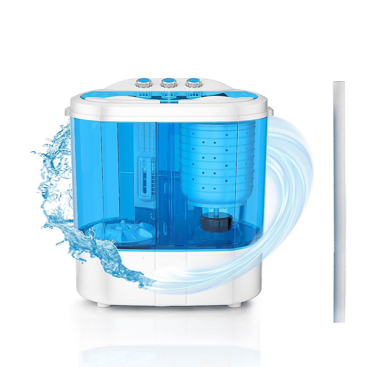 Ceamorfco Portable Washing Machine, Twin Tub 13 Lbs Capacity, Mini Portable Washer Dryer Combo with 5 FT Inlet Hose, Lavadora Portatil for Laundry, Apartment, Dorm, RV, College