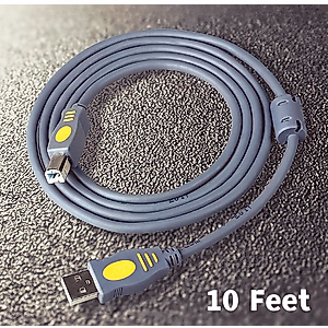 Qjin USB 2.0 Printer Cable for HP DeskJet 4155e 2755e, Smart Tank 5000, Canon PIXMA, Epson, Brother, Samsung, Lexmark Printer, 10 Feet