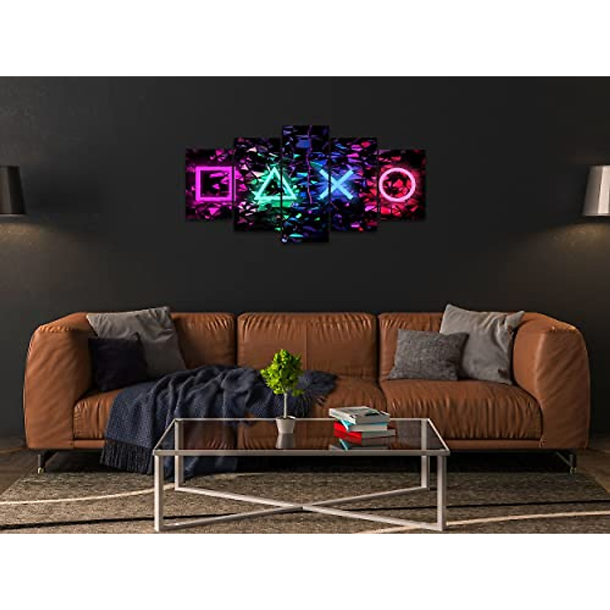 Biufo Gamer Symbol Canvas Wall Art Paintings Gaming Wall Decor Print Picture Artwork for Kids Boys Game Room Playroom Bedroom Decor (Small)