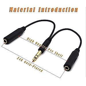 SiYear 6.35mm 1/4 inch Male Plug Stereo to 2 Dual 1/4 "TRS Female Jack Connector Audio Speaker Cable, Y Splitter Adapter Cable (20CM / 8Inch)