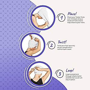 Turbie Twist Microfiber Hair Towel Wrap for Women and Men | 2 Pack | Bathroom Essential Accessories | Quick Dry Hair Turban for Drying Curly, Long & Thick Hair (White, White)