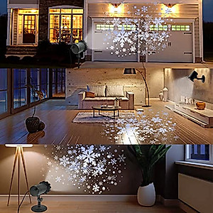 Queeon Snowflake Christmas Projector Lights, Indoor Outdoor Led Snowfall Projection, Waterproof LED Landscape Decorative Light for Xmas & Halloween Holiday Party, Garden & Home Decorations