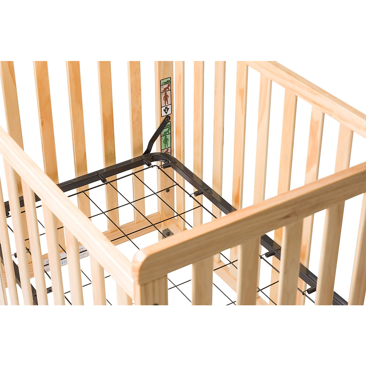 Foundations SafetyCraft Clearview Compact Daycare Crib, Durable Wood Construction, Non-Marking Casters (2 Locking), Includes 3” InfaPure Foam Mattress (Natural)