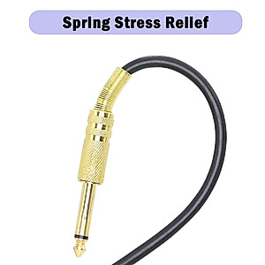 PNGKNYOCN 1/4" TS 6.35mm Mono Gold-Plated Male Plug with Spring Stereo Audio Soldering Adapter for Guitar/Speaker/Microphone Cable(2-Pack