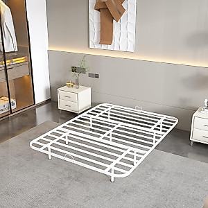 OSCHF Floating Metal Bed Frame - Queen Size Modern Platform with Smart LED Lights, Heavy Duty Bed Mattress Foundation, No Box Spring Needed, Warm White