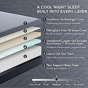 MLILY EGO Copper Full Memory Foam Mattress 10 Inch, Copper Gel Infused Mattress Bed in A Box CertiPUR-US Certified Made in USA, Medium, 54”x75”x10”, Darkgray