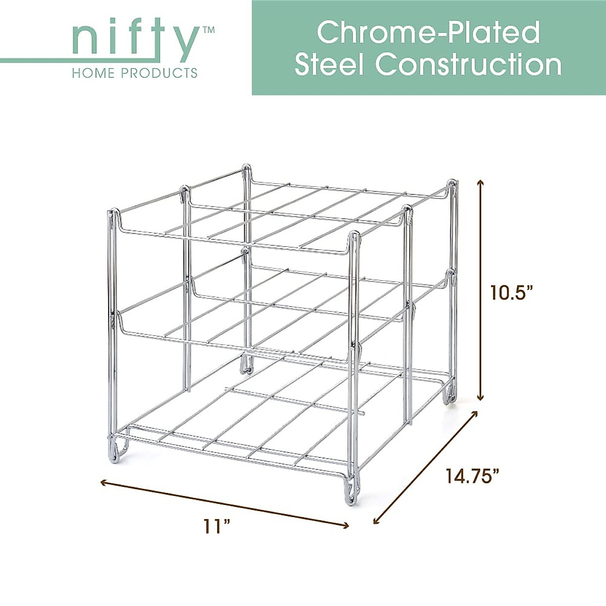 Nifty 3-Tier Oven Rack – Non-Stick, Dishwasher Safe, Use for Cooking Casseroles, Compact Collapsible Kitchen Storage, Chrome-Plated Steel Construction