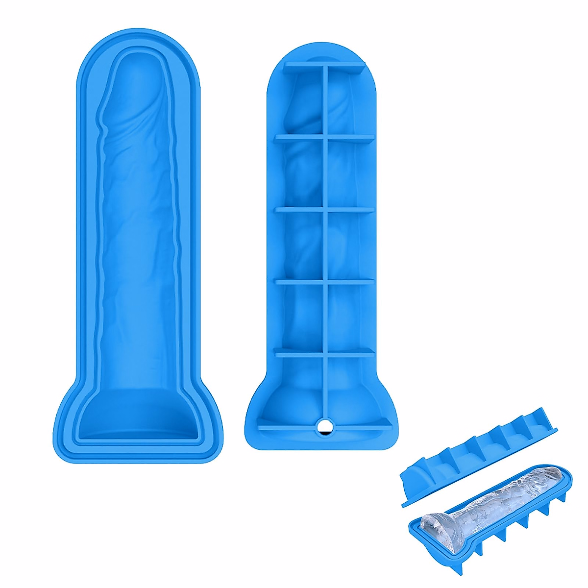 Silicone Ice Cube Mold Tray: Unique, Fun Shapes for DIY Ice Blocks. Chill Cocktails, Whiskey, Juices, Tea, Coffee. Essential Tool for Home Bars & Kitchens. Enjoy Chilled Drinks (Blue)