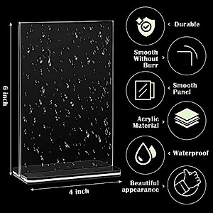 24 Pack Acrylic Sign Holder 4 x 6 Inch Clear Table Sign Holder Double Sided T Shape Plastic Desktop Display Holder Vertical Menu Stand Business Store Sign Holders for Wedding School Office Hotel Party