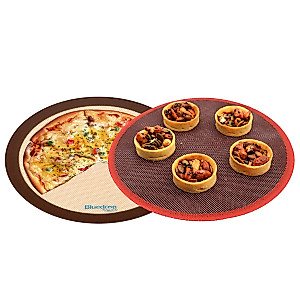 Bluedrop Round Silicone Baking Mats and Perforated Baking Sheet Sets For Toaster Oven Liners Pizza Tarlets Bread Cooking Sheets Air Fryer Non Stick Baking Mats Pack of 2