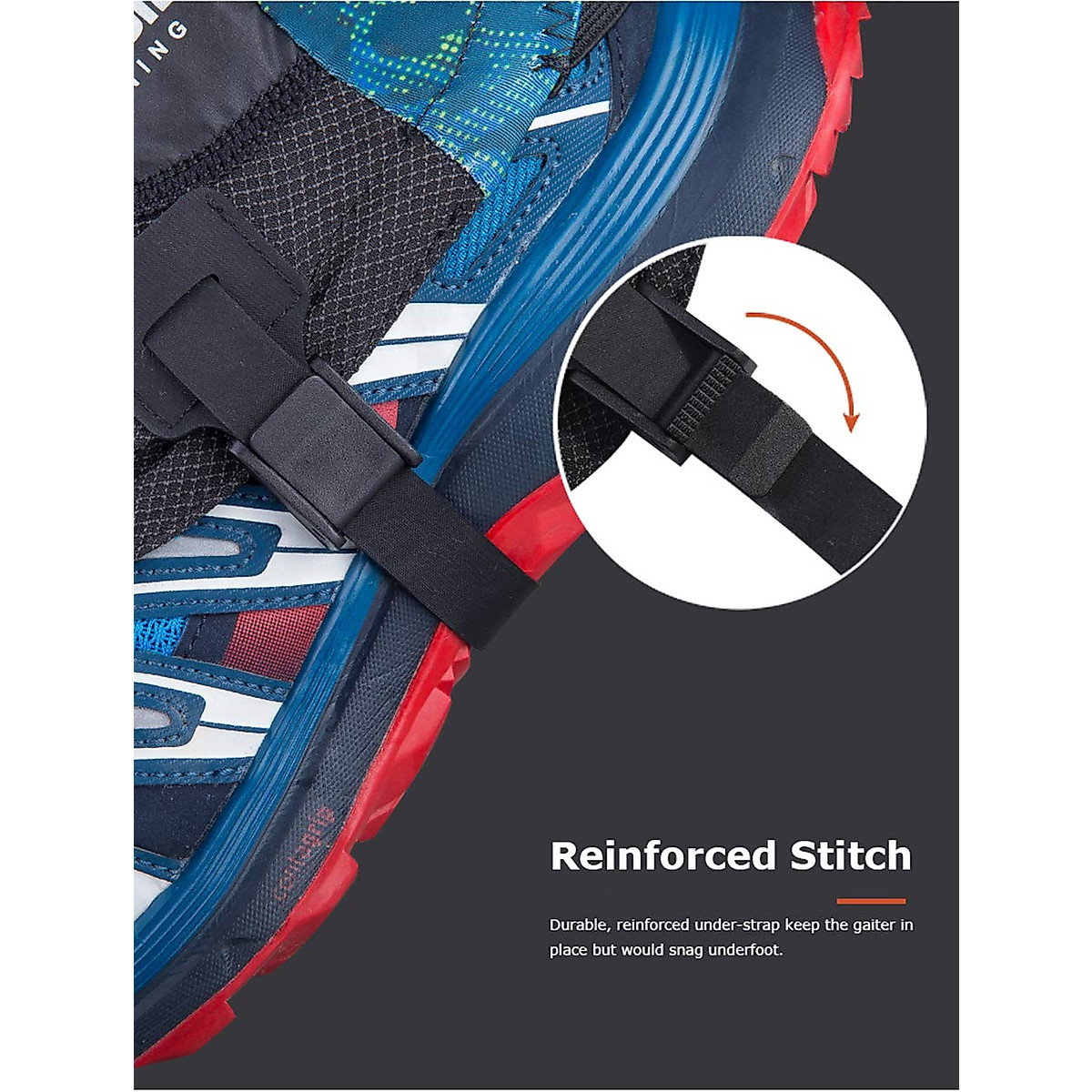 Keep outdoor 1 Pair Low Trail Running Gaiters Sandproof Ankle Gaiters Lightweight Protective Reflective Shoe Covers for Hiking Walking Marathon