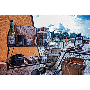 camping moon 2Pcs Outdoor Folding Multipurpose Storage Rack with Carrying Bag, Steel Plating Black T-230-2T