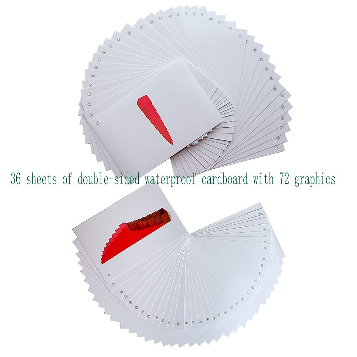 Kghios Montessori Pink Tower、 Brown Stair and Long Red Rods Sensorial Cards with Wood Box,Montessori Toys Materials for Toddlers Visual Sense, Early Educational Tools Preschool Learning Toys