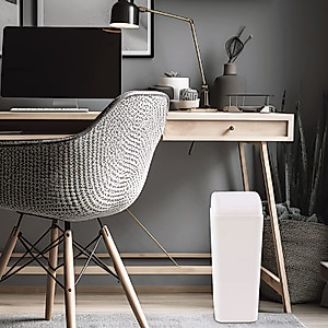 Esdiplot 3.5 Gallon Plastic Trash Can with Swing Top Lid, Slim Swing Lid Garbage Bin Wastebasket