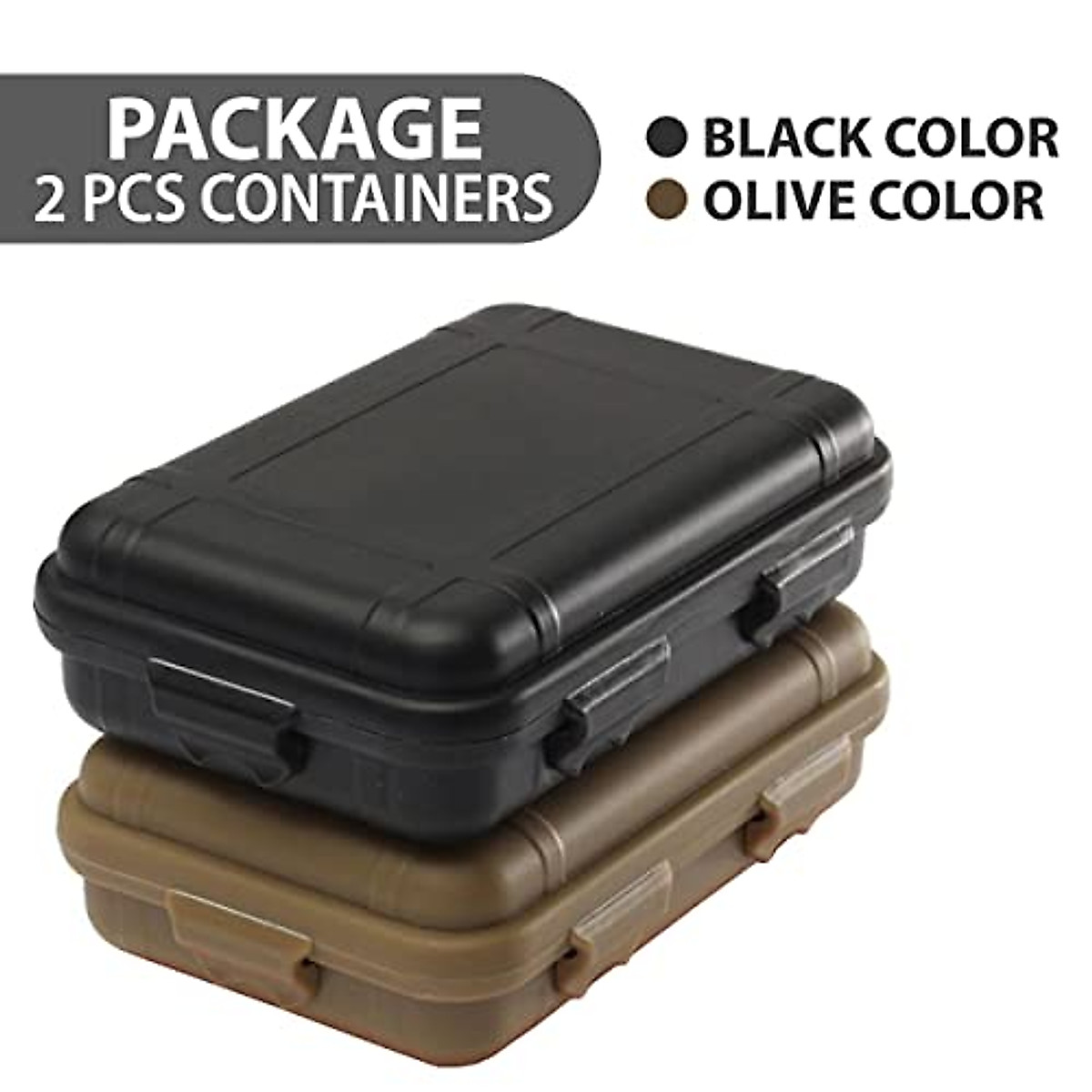 Small Waterproof Container - Universal Plastic Box with Foam - Camping Waterproof Storage Case - Waterproof Case with 2u Buckle for Camera/Micro Flash Drive/Wallet/Battery 2PCS