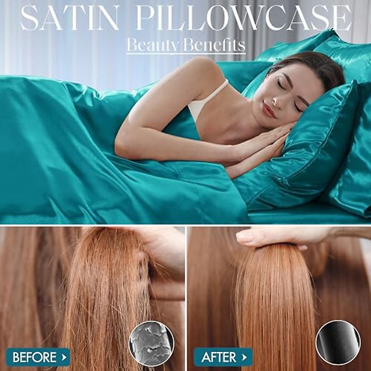 Madison Park Essentials Satin Luxury Wrinkle-Free High-Luster and Silk Standard Teal 2