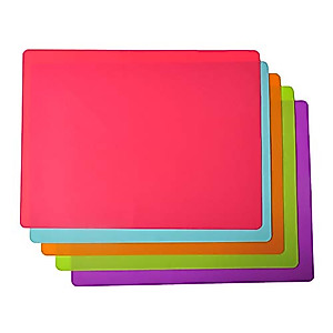 Placemats for Kids, Silicone Placemat for Dining Kitchen Table, Waterproof Dining Mat for Kids Baby Toddler, Reusable, Easy to Clean (5 Pack) Multicolor