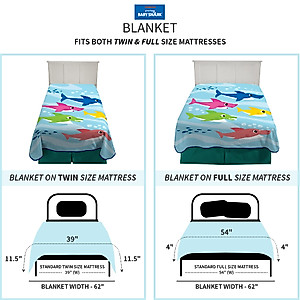 Franco Kids Bedding Super Soft Micro Raschel Blanket, 62 in x 90 in, Baby Shark