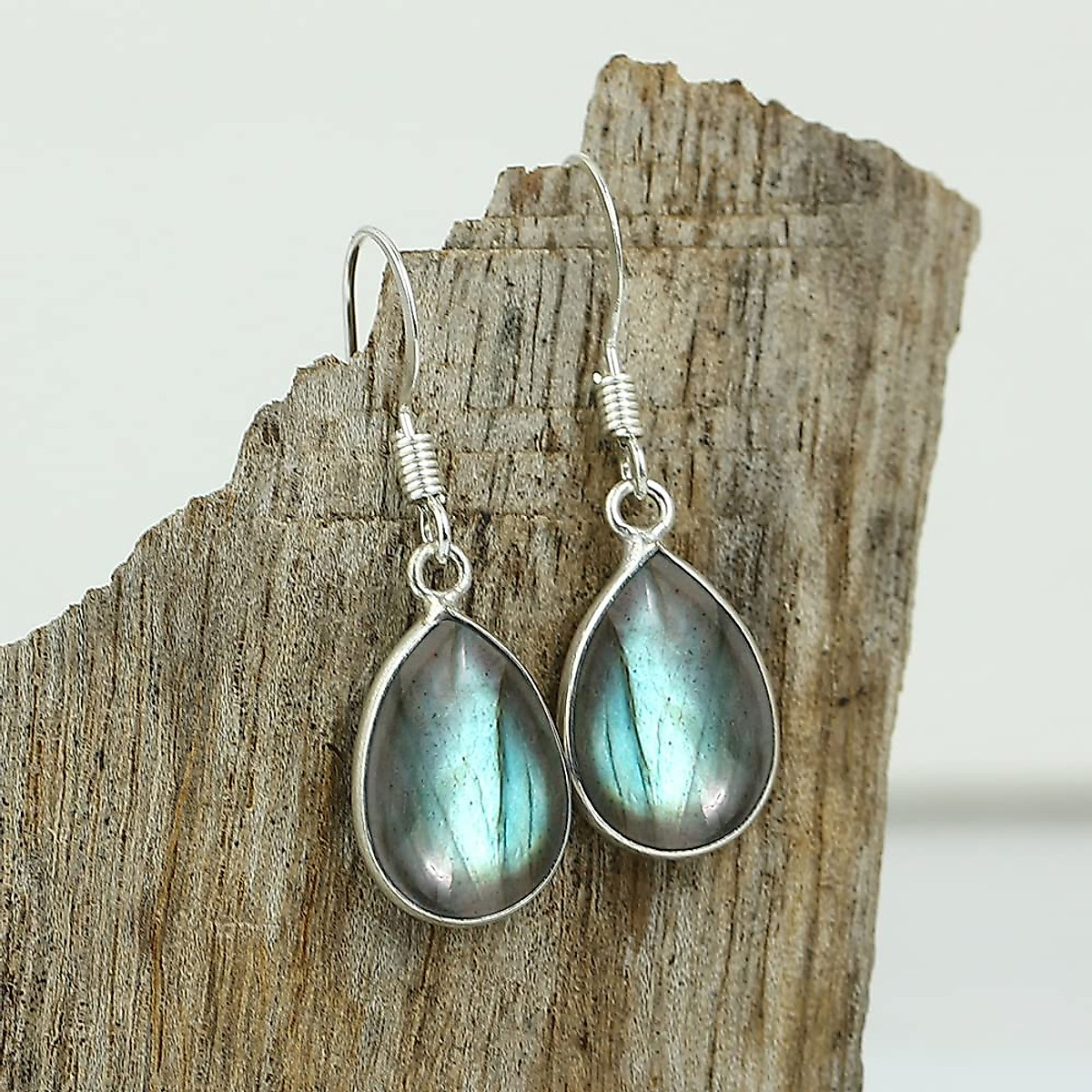 10.65 Cts Natural Labradorite Dangle Earrings For Women, Handmade Birthstone Jewelry Mother'S Day Gifts For Mom Wife