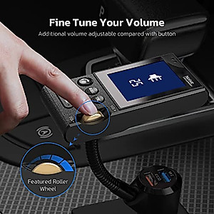 Nulaxy Bluetooth FM Transmitter, Enhanced Mic Aux Bluetooth Adapter for Car W 1.8” Color Screen, Car Bluetooth Adapter for Hands-Free Call, QC3.0 Fast Charge, Bass Treble Booster Audio Players-KM20