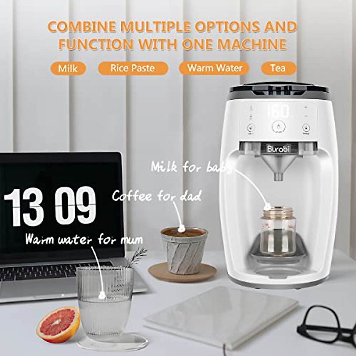 Burabi Formula Milk Dispenser Machine, Formula Milk Maker, Formula Mixer, Smart Milking Machine（No WiFi Function) for Baby - Automatic Powder Blending, Mix a Formula Bottle Easily and Instantly