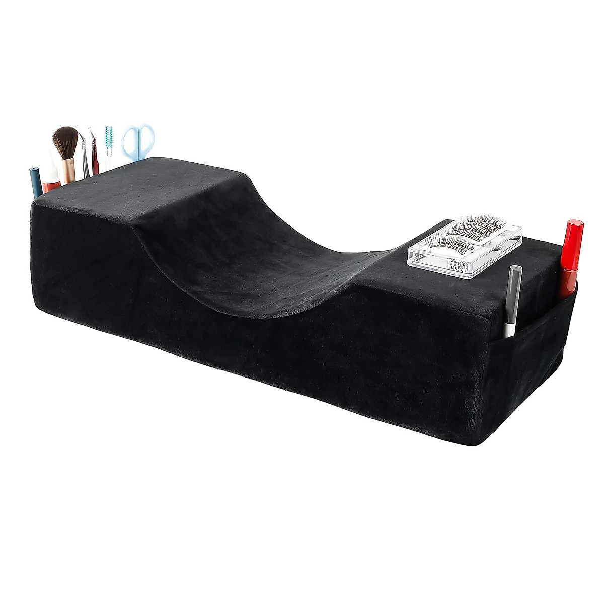 Toymay Comfortable Eyelash Extension Neck Pillow,Memory Foam Neck Contour Pillow for Sleeping Support,Beauty Salon Lash Grafting Pillow,Removable Black Velvet Cervical Pillow