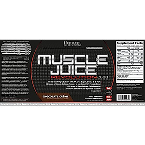 Ultimate Nutrition Muscle Juice Revolution 2600, Lean Muscle Mass Gainer Protein Powder with Glutamine, Whey Protein Isolate for Weight Gain, Time Release Carbohydrates, 11.1 Pounds, Chocolate
