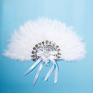 Luxury Feather Fans for Wedding Spanish Lace Feather Dance Fan Wedding Party Gift Wedding Decoration Handmade Hand Fan