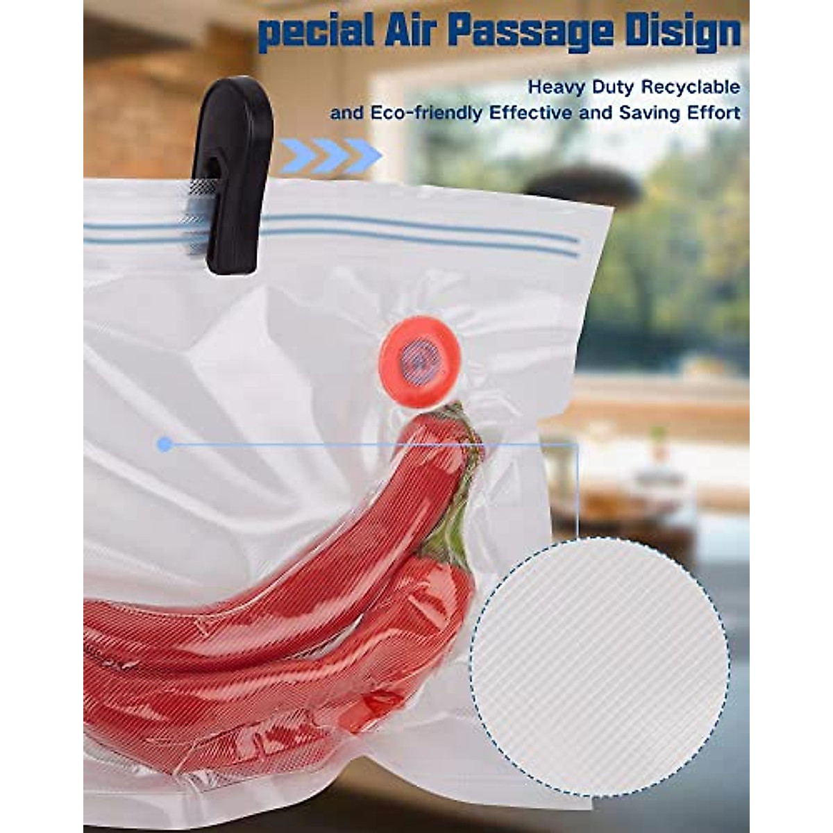 ZRFooCoo Sous Vide Bags, 20 PCS Vacuum Zipper Bags Reusable BPA Free Food Bags Set with Sealing Clips, 2 Size Mixed BPA Free Reusable Sous Vide Bags Keep Food Flash