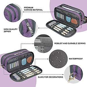 Vnieetsr Large Pencil Case Big Capacity Pencil Bag Large Storage Pouch 3 Compartments Desk Organizer Marker Pen Case Simple Stationery Bag Pencil Holder (Purple)