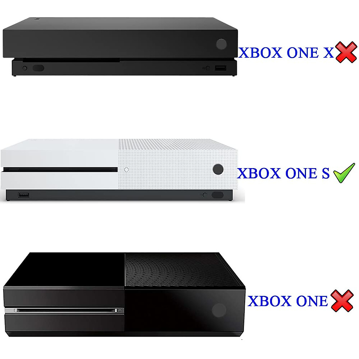 eXtremeRate Black Horizontal Dust Cover for Xbox One S Console Custom Designed Double Layer Soft Neat Lining Waterproof Dustproof Precision Cut Easy Access Cable Port
