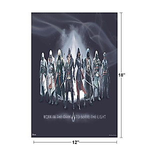 Assassins Creed Wall Art Posters Video Games Wall Decor Work in The Dark to Serve The Light Lineup Valhalla Games Gaming Room Decor Cool Movie Poster Gamer Gift Cool Wall Art Print Poster 18x12
