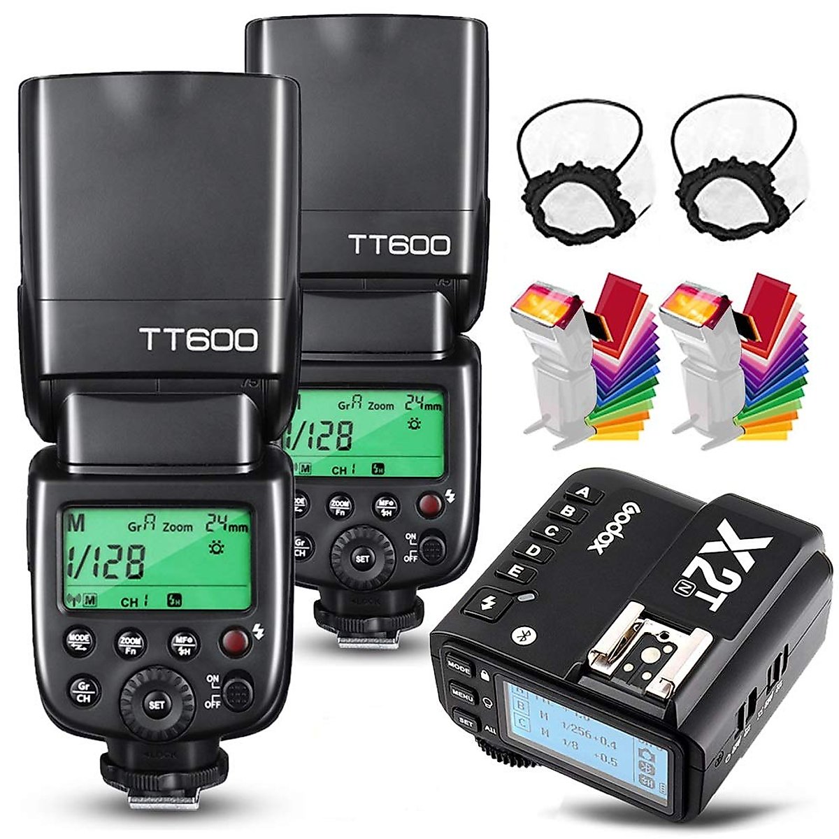 Godox 2X TT600 HSS 2.4G Wireless Master/Slaver Flash Speedlite & Receiver Godox X2T-N Remote Trigger Transmitter Kit Built-in Godox X System Compatible for Nikon Cameras