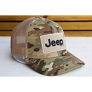 Jeep Text Logo Camo Pattern Hook and Loop Tactical Snapback Hat