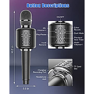 XZL Bluetooth Karaoke Microphone for Kids & Adults, Wireless Rechargeable Mic with Built-in Stereo Speaker, Echo｜Duet Mode｜Recording｜Music Playback, Premium Leather Handle, Portable Storage Case