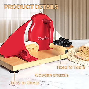 Manual Bread Slicer for Homemade Sourdough Bread, Adjustable Thickness&Evenly Slicing, Hand Crank Bread Slicer with Scale Line and Suction Cup, Sharp Blade, Suitable for Sourdough Bread, Etc