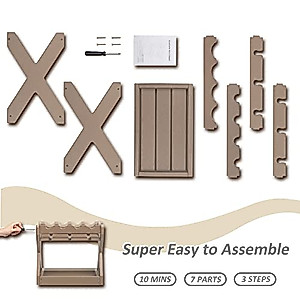 KORVOS Countertop Wine Racks with Glass Holder，4 Bottles Small Wine Rack,High-Density PE Tabletop Wine Bottle Holder for Kitchen, Living Room, Wine Cellar,Bar(Apricot Color)