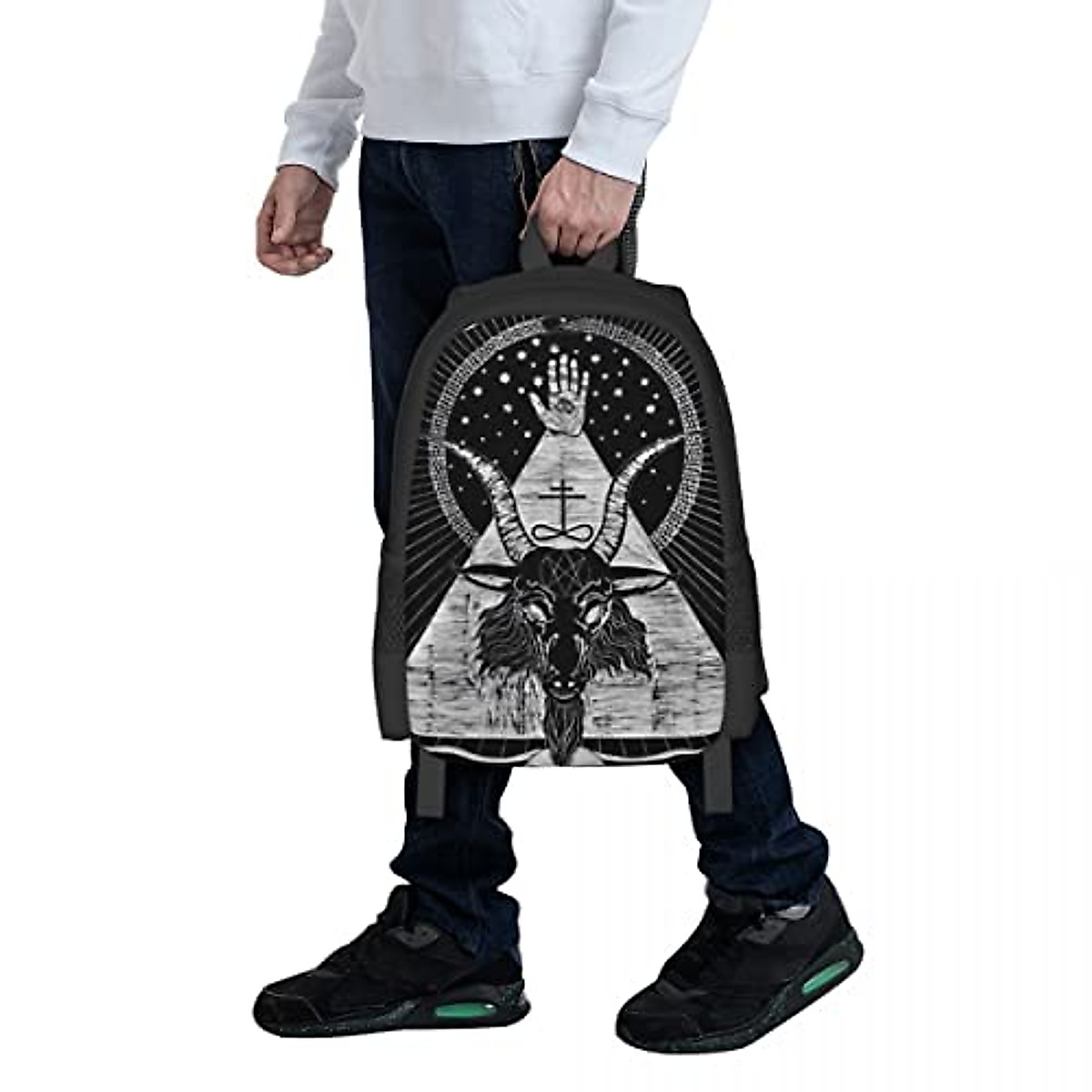 AMRANDOM Pentagram Demon Satanic Goat Head Travel Backpack For School Water Resistant Bookbag