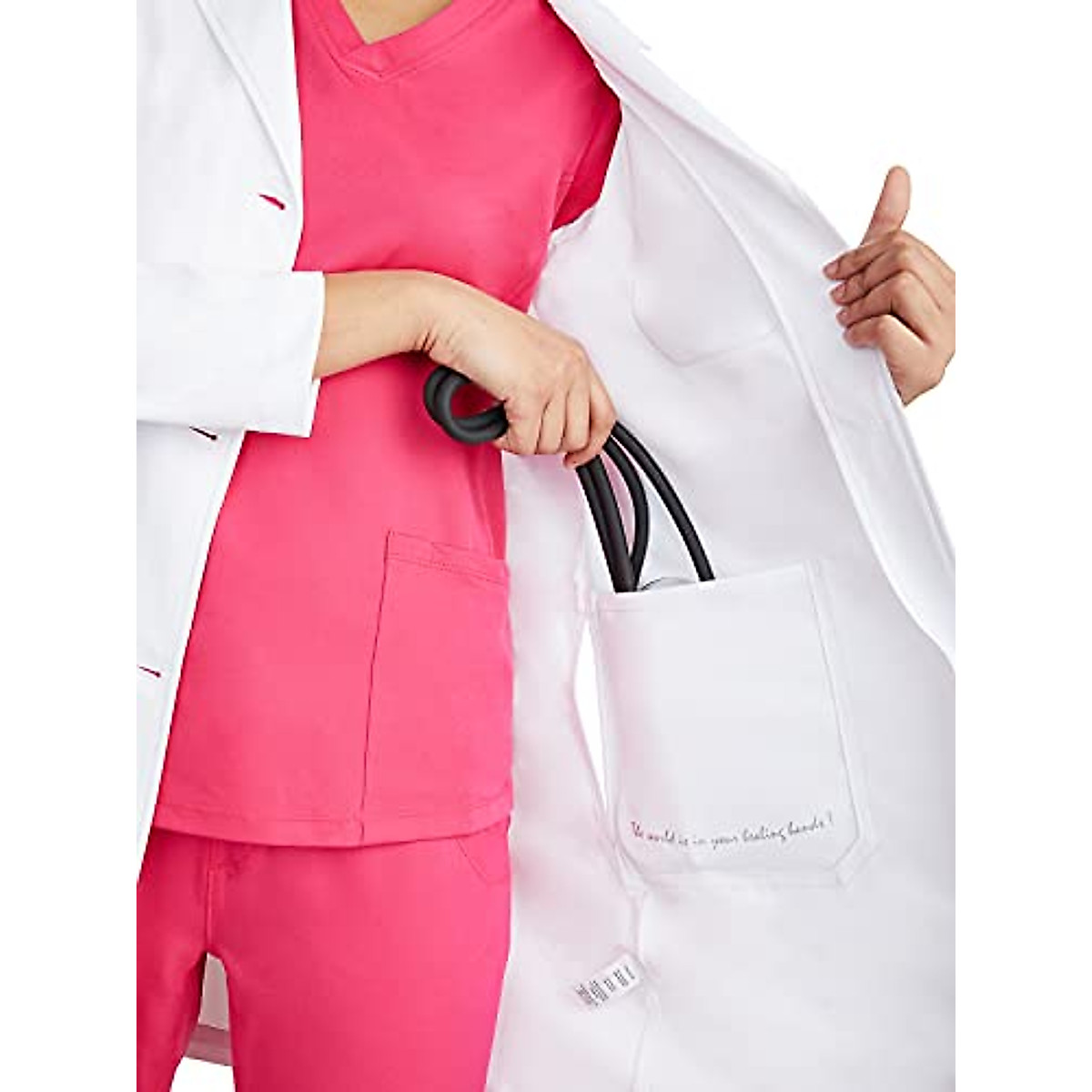Healing Hands White Lab Coat 6 Pocket Full Length Womens 5161 Faye Lab Coat The White Coat Minimalist Collection White 2XL