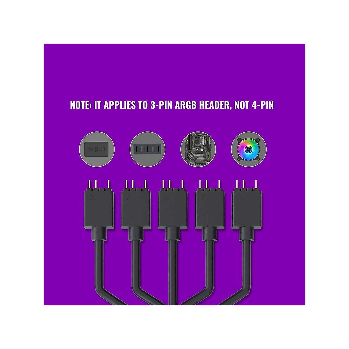 Cooler Master 1-to-5 ARGB Splitter Cable / 5V - Support 3-pin Addressable RGB - LED Sync Cable for MasterFan/MasterLiquid ARGB Series Support(ARGB 1-to-5 Splitter)